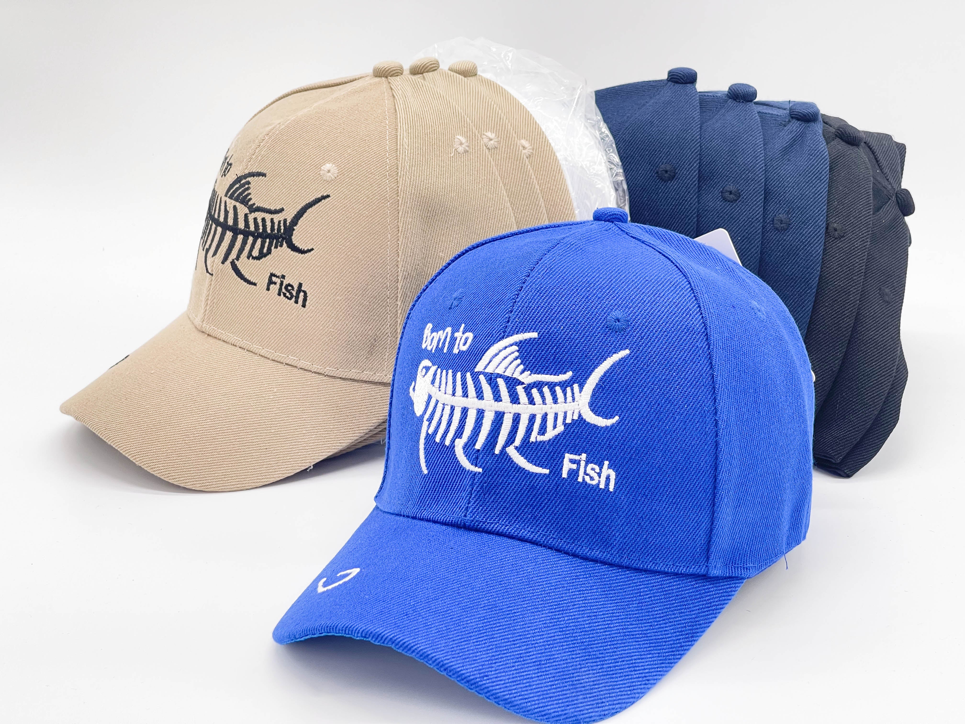 "BORN TO FISH" BASEBALL CAP WHOLESALE BY DOZEN(12PCS) – LJIsland