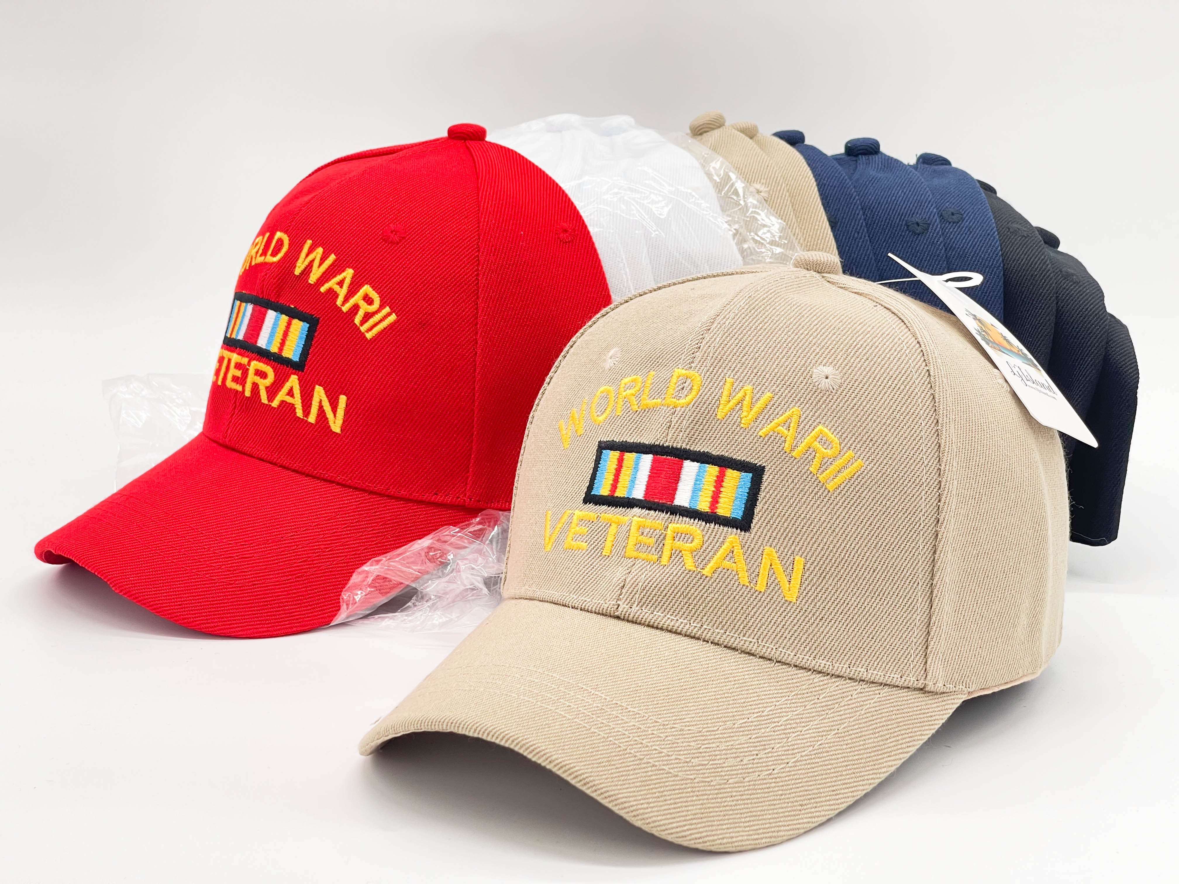 "WORLD WAR II VETERAN" BASEBALL CAP WHOLESALE BY DOZEN(12PCS) – LJIsland