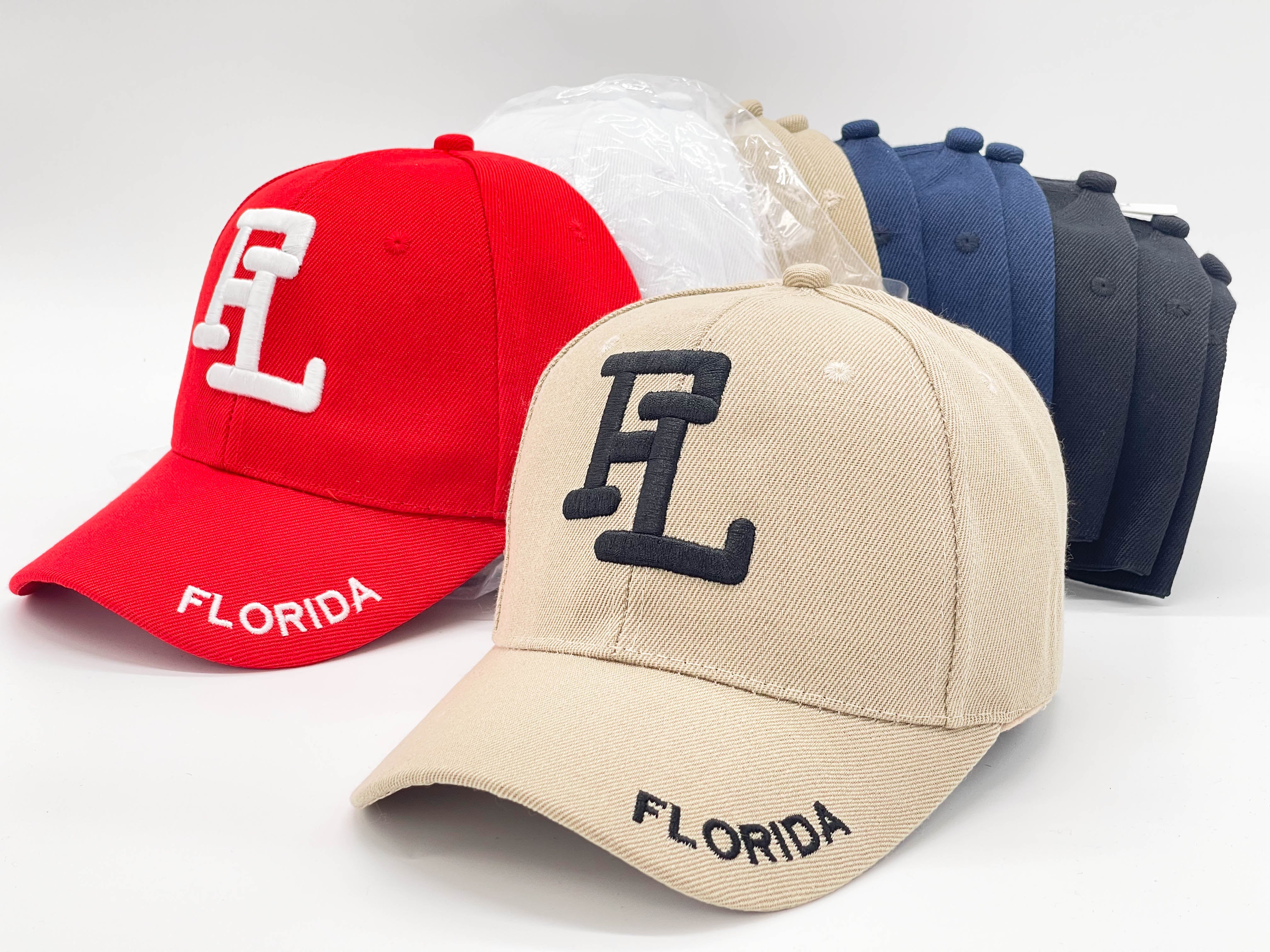 "FL FLORIDA" BASEBALL CAP WHOLESALE BY DOZEN(12PCS) – LJIsland